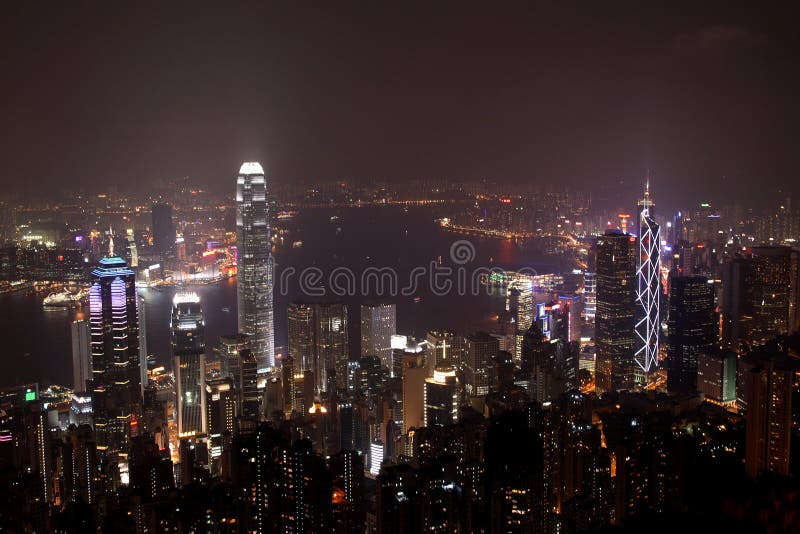 Hong Kong Night Scene stock photo. Image of illuminate - 1430688