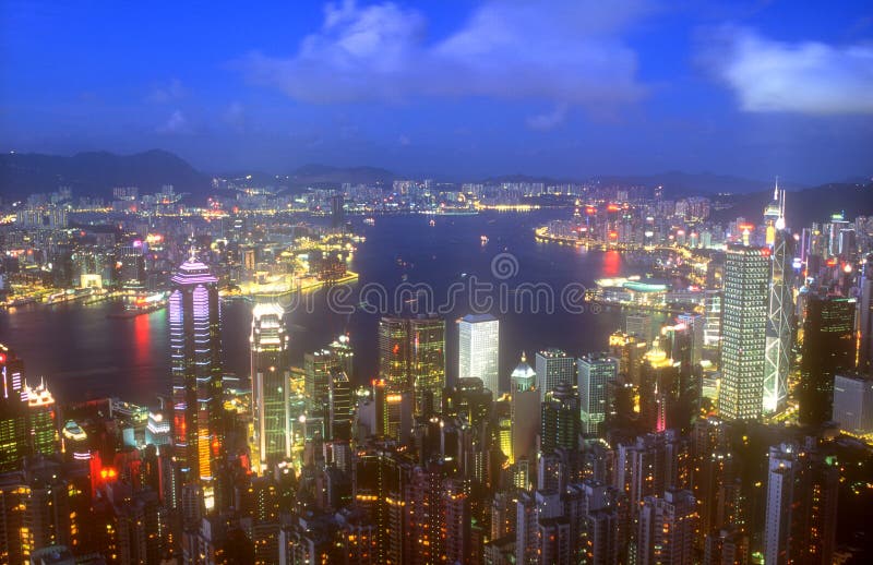 Hong Kong Night Scene stock photo. Image of asia, panoramic - 4580610