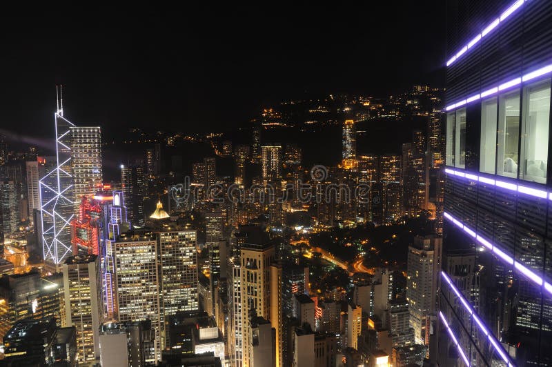 Hong Kong night scene stock image. Image of downtown, beautiful - 8445651