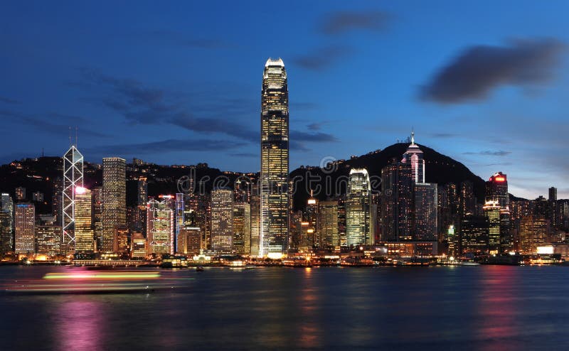 Hong Kong night view stock photo. Image of business, light - 15660854