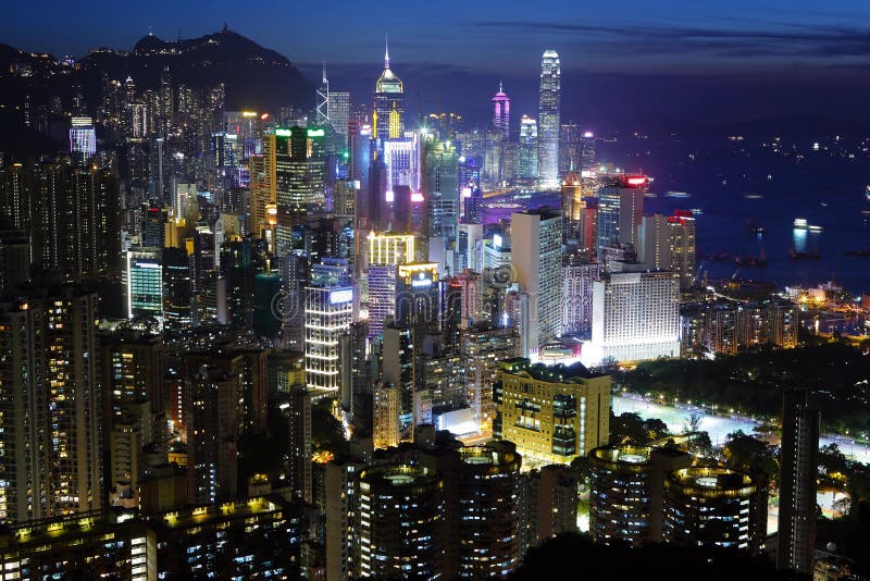 Hong Kong night view stock image. Image of landmark, landscape - 20665087