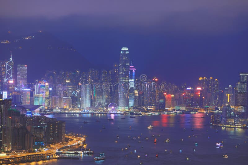 The Hong Kong Night View at 2017 Editorial Stock Image - Image of ...