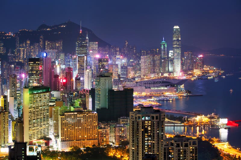 Hong Kong Night View, China Stock Photo - Image of hongkong, tower ...