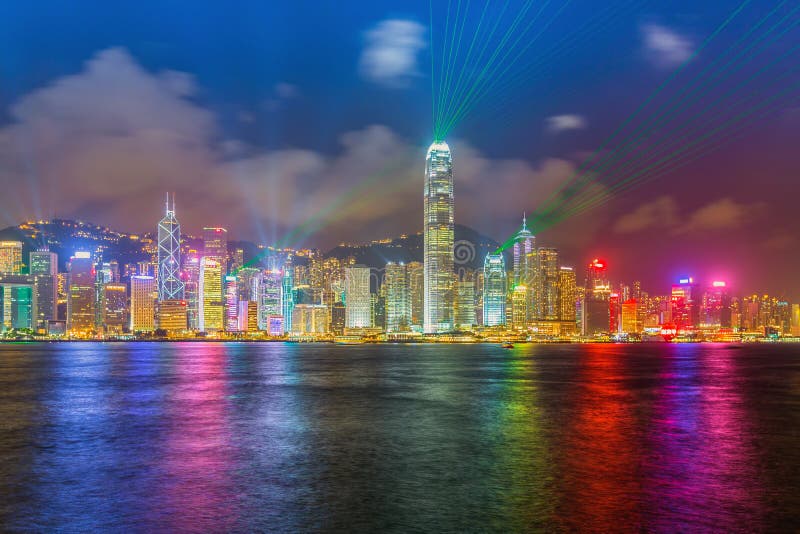 Hong Kong night view stock photo. Image of business, nightscape - 43003052