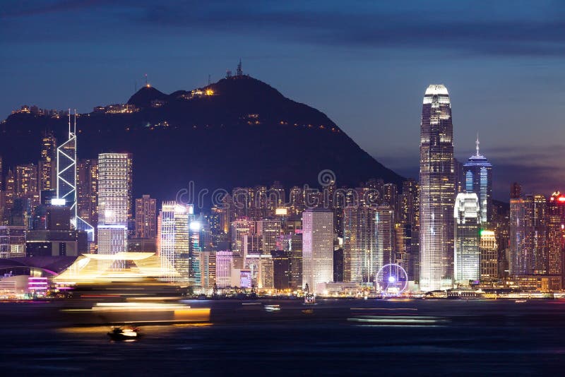 Hong Kong night view stock image. Image of center, district - 56125643