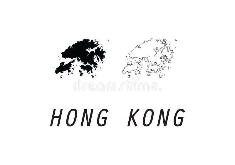 Hong Kong Outline Map Country Shape Stock Vector - Illustration of ...