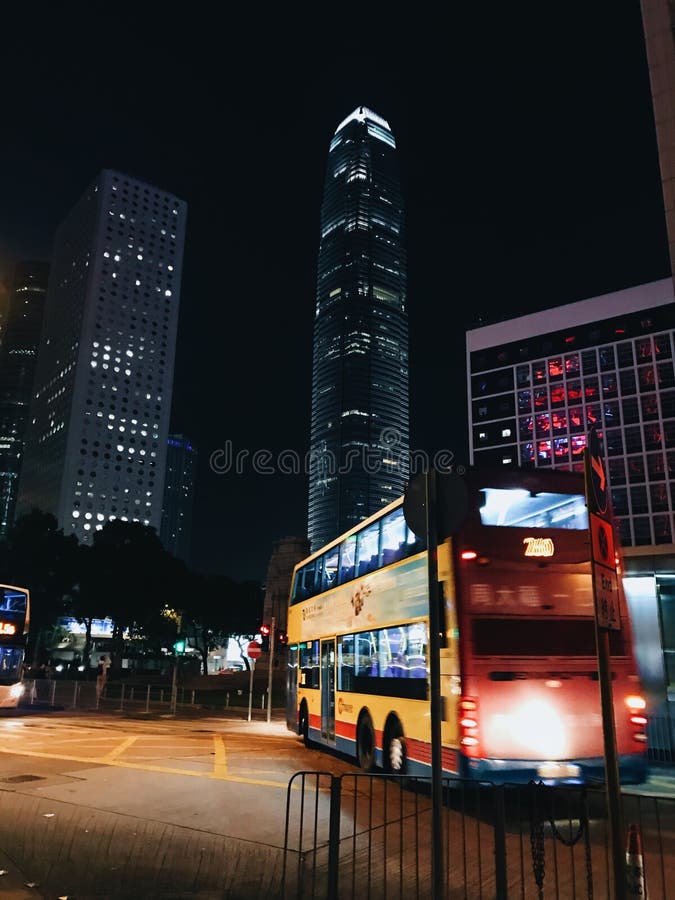 Hong Kong`s bus, night editorial image. Image of nhong - 132882810