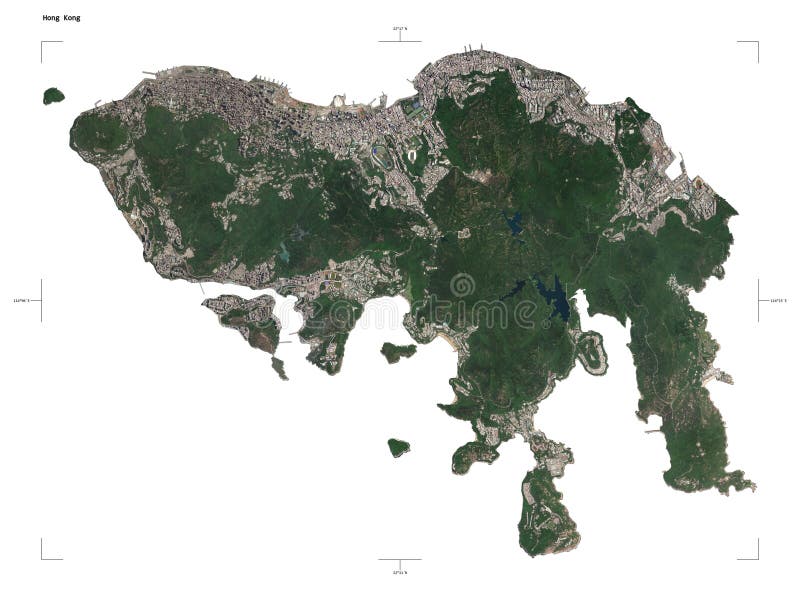 Hong Kong Shape on White. High-res Satellite Stock Illustration ...