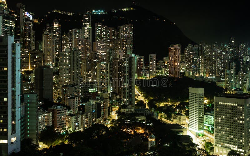 Hong Kong Skyline at Sunset before the Typhoon - 4 Stock Photo - Image ...