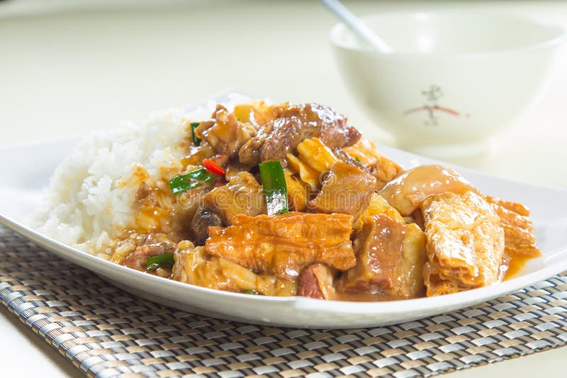 Hong Kong Style Rice with Meat Stock Photo - Image of pork, closeup ...