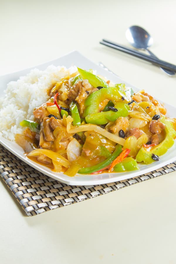 Hong Kong Style Rice with Meat Stock Image - Image of fried, background ...