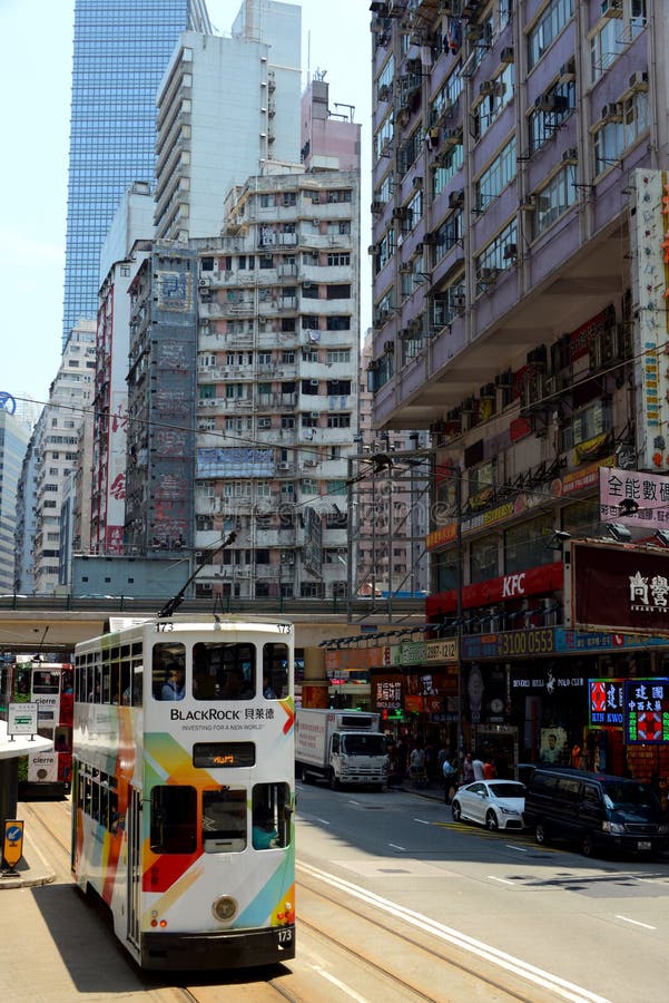 Hong Kong Tram editorial stock photo. Image of central - 155155098