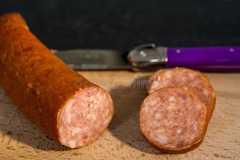 Kabanos Typische Poolse Mager Worst Gedroogd Vlees Tegen Een Witte ...