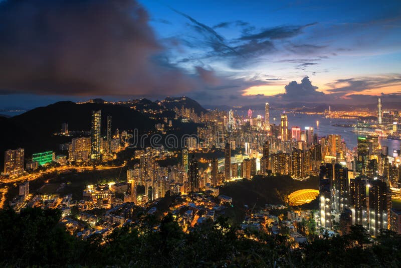 Hongkong Cityscape from Top View Editorial Stock Image - Image of ...