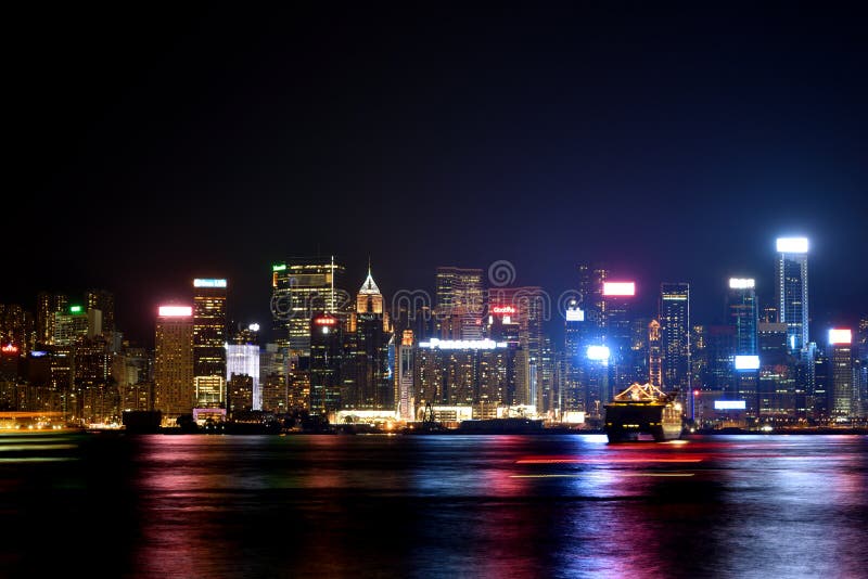 Night View of Hongkong Victoria Harbor, 2009Y Stock Image - Image of ...