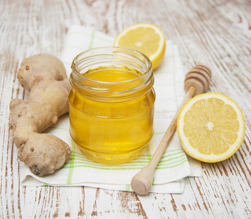 Honig, Zitrone und Ingwer stockbild. Bild von honig, getränk - 45256017