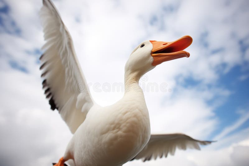 Honking Goose Under Cloudy Sky Stock Photo - Image of nature, honking ...