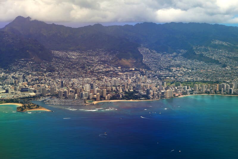 Honolulu, aerial view stock photo. Image of island, coastline - 69757458