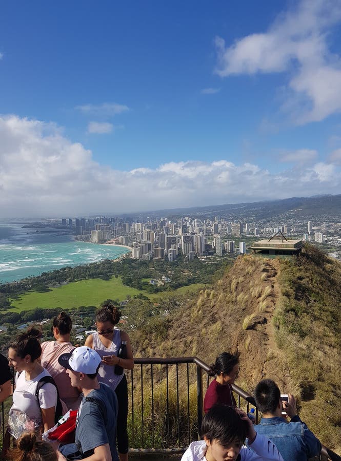 Honolulu from diamond head editorial stock image. Image of skyline ...