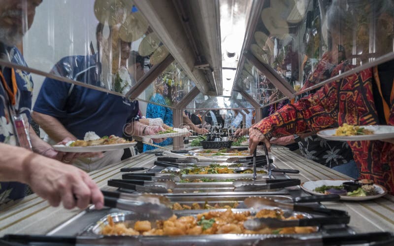 Honolulu, Hawaii, Oct 19, 2022- Shakacon - View of Buffet Table from ...