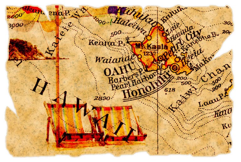 Honolulu old map stock photo. Image of parasol, umbrella - 15746978