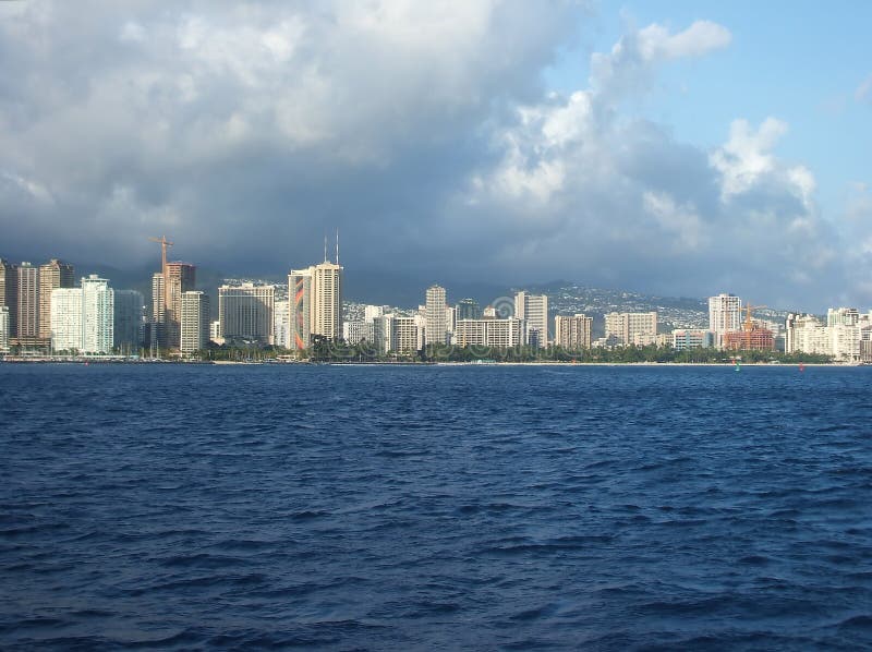 Honolulu from Sea stock image. Image of island, high, architectural ...