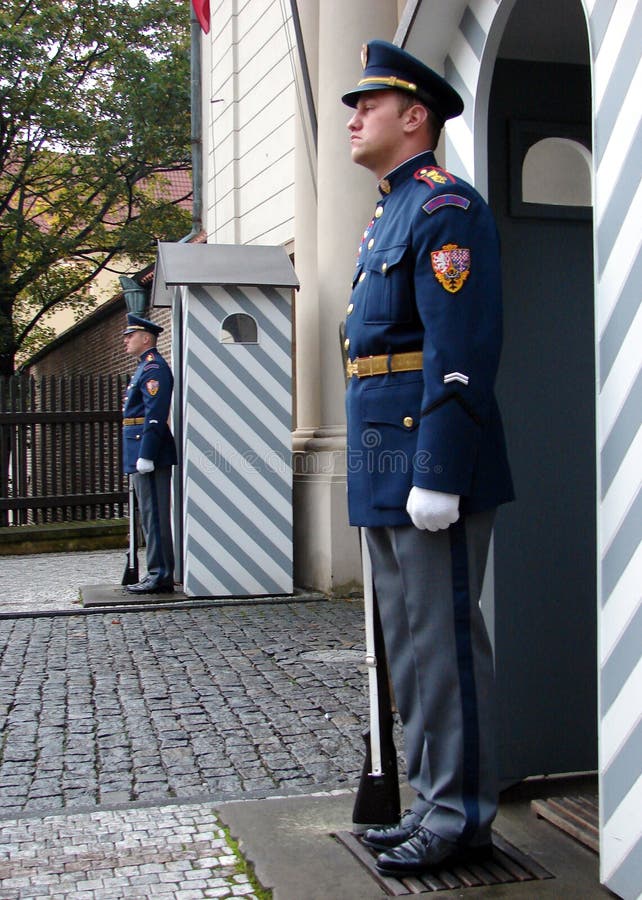 Prague Castle Guard on Duty at the Posts, Prague, Czechia Editorial ...