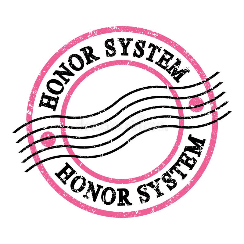 HONOR SYSTEM, Text on Pink-black Grungy Postal Stamp Stock Illustration ...