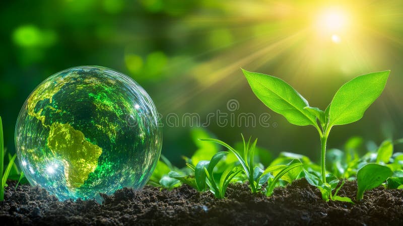 Honoring World Environment Day with Green Grass and Blue Globe in Sight ...