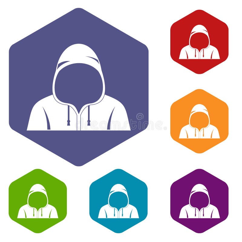 Hood icons set hexagon stock vector. Illustration of clothing - 91323975