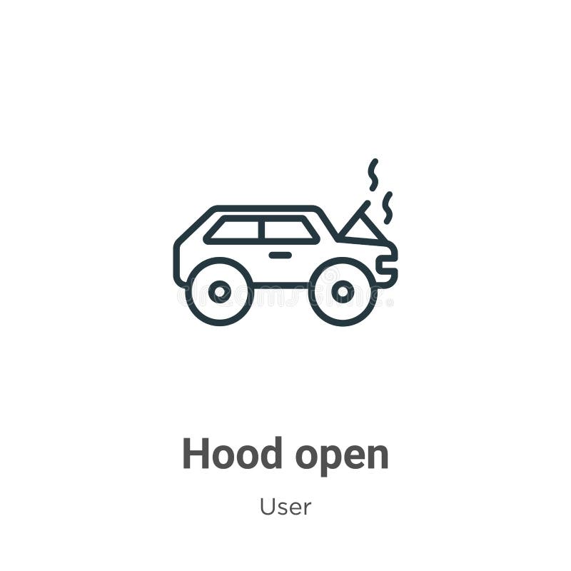 Car Hood Outline Vector Icon. Thin Line Black Car Hood Icon, Flat ...