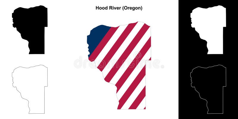 Hood River outline map stock vector. Illustration of hood - 324066912