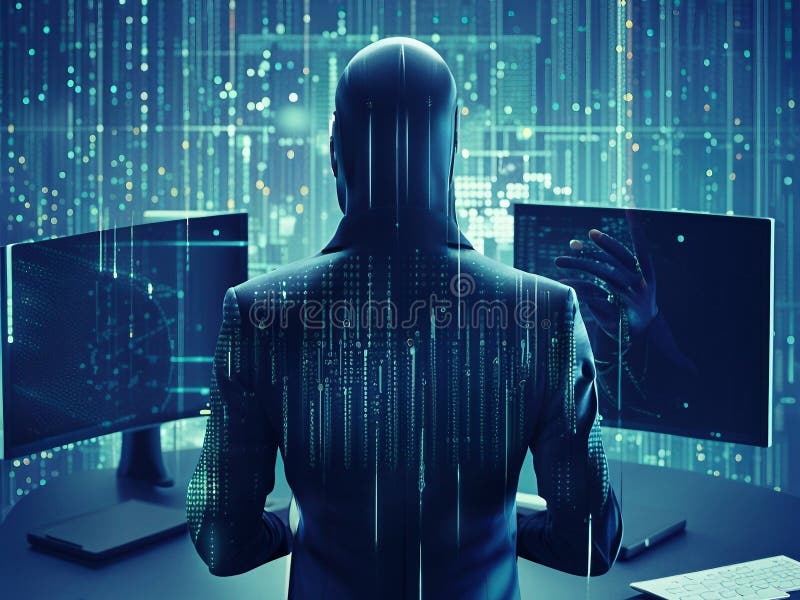 Hooded Computer Hacker in the Shadow with Binary Codes Stock ... Hooded Computer Hacker in the Shadow with Binary Codes Stock ...