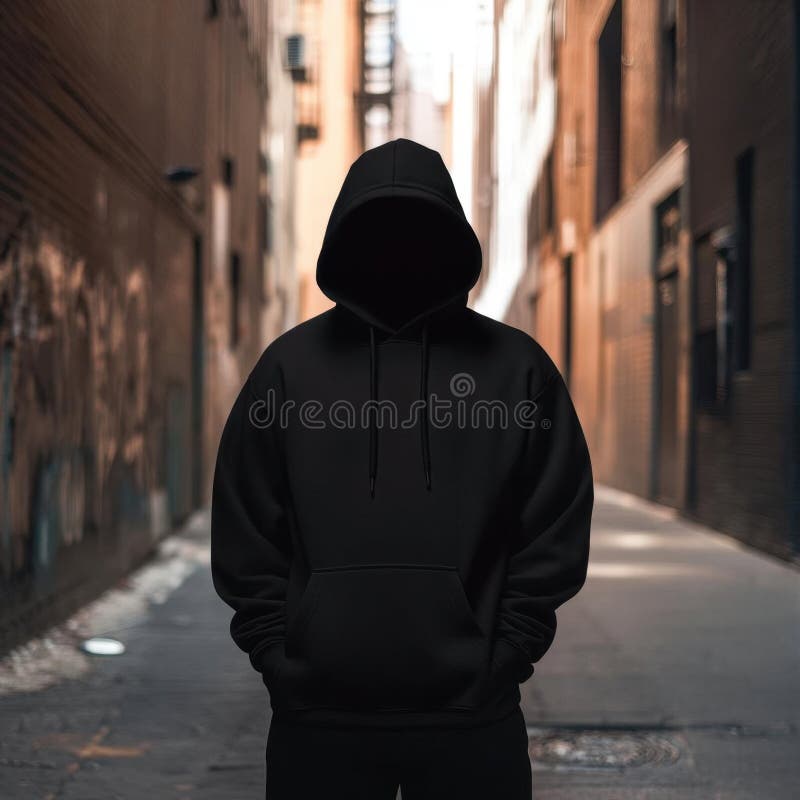 Hooded Figure in Urban Alleyway Stock Illustration - Illustration of ...