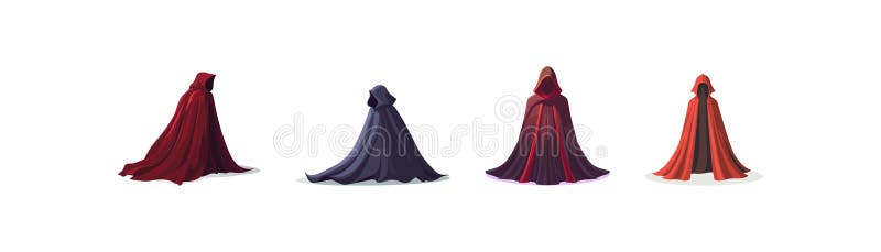 Hooded Figures in Mysterious Cloaks. Vector Illustration Design Stock ...