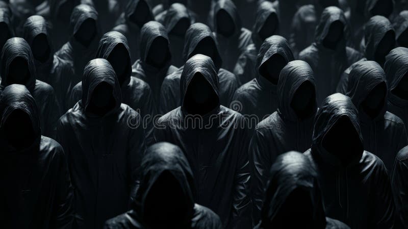 Hooded Figures Standing in the Dark, Wearing Uniforms and Remaining ...