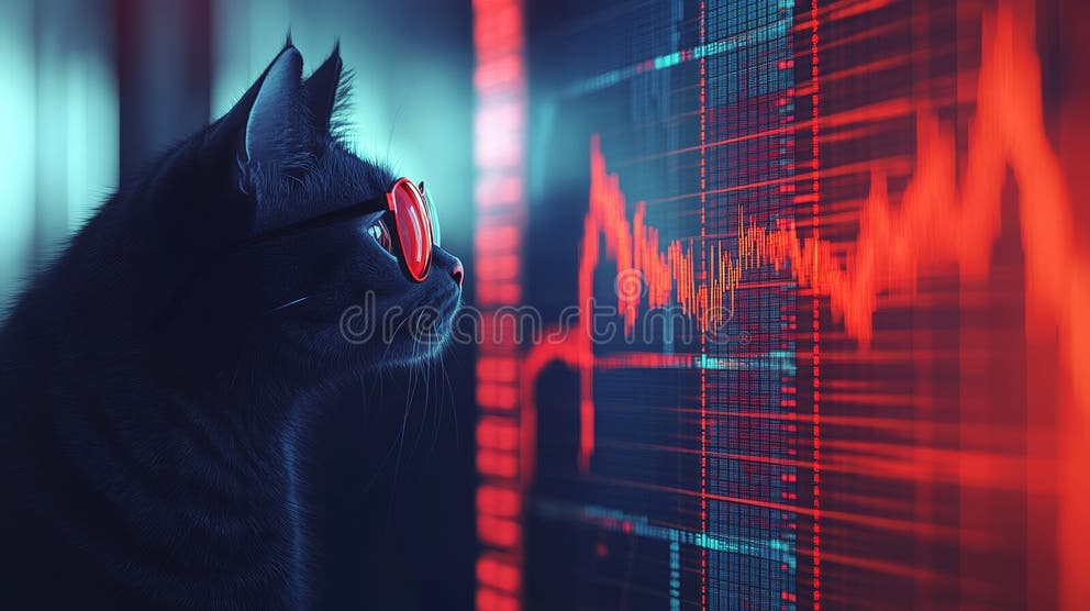 A Hooded Hacker is Depicted by the Cat, Its Glasses Reflecting Computer Code. this Concept ...