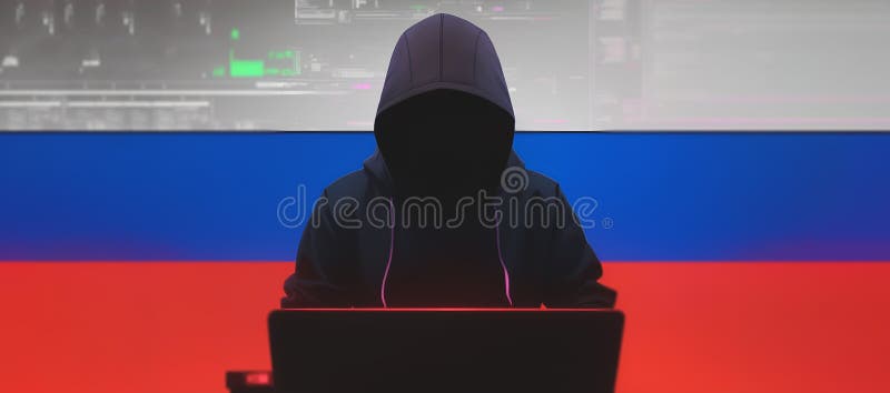 Hooded Hacker with a Laptop Stock Image - Image of holographic, ddos ...