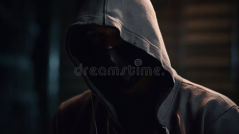Hooded Hacker No Face. Generative AI Stock Illustration - Illustration ...
