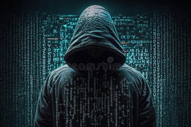 Hooded Hacker Without Showing His Face With Programming Code Background 8884