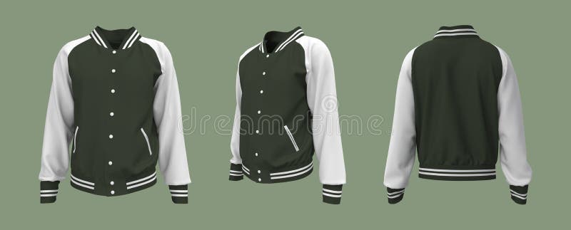 Hooded Jacket Mockup in Front, Side and Back Views. Stock Illustration ...