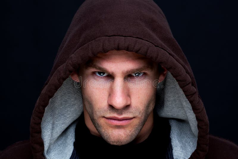 Hooded man stock photo. Image of unshaven, serious, look - 9241498