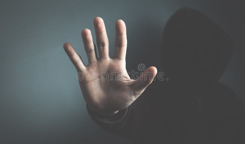 Hooded Man Making Stop Gesture. Stock Photo - Image of gesture, adult ...