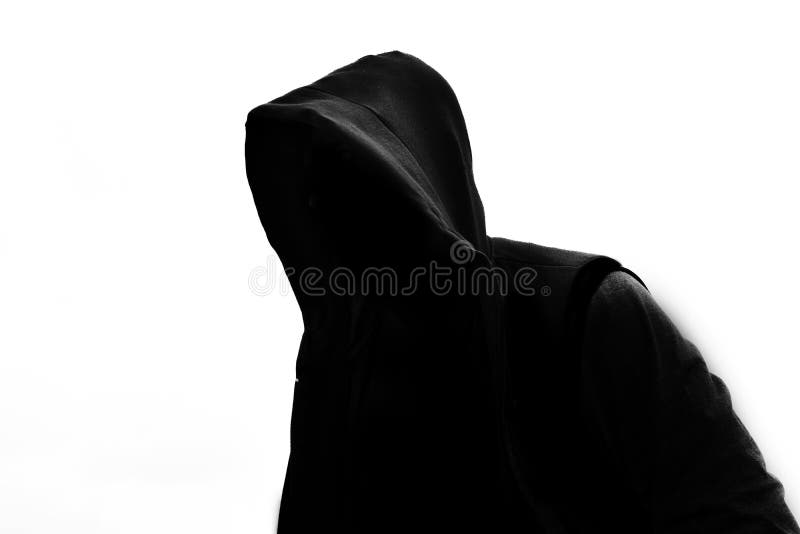 Hooded Person on white stock image. Image of dark, computer - 106470845