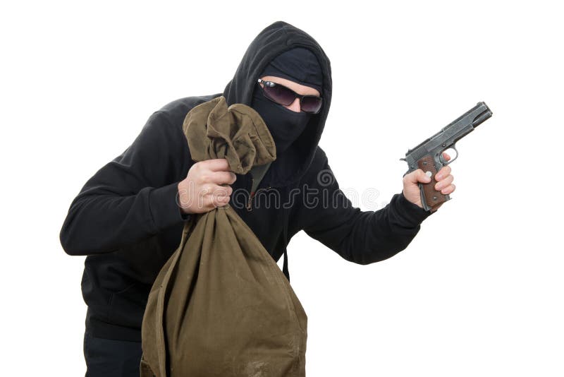 Thief with a Bag and Flashlight in Hands Stock Image - Image of ...