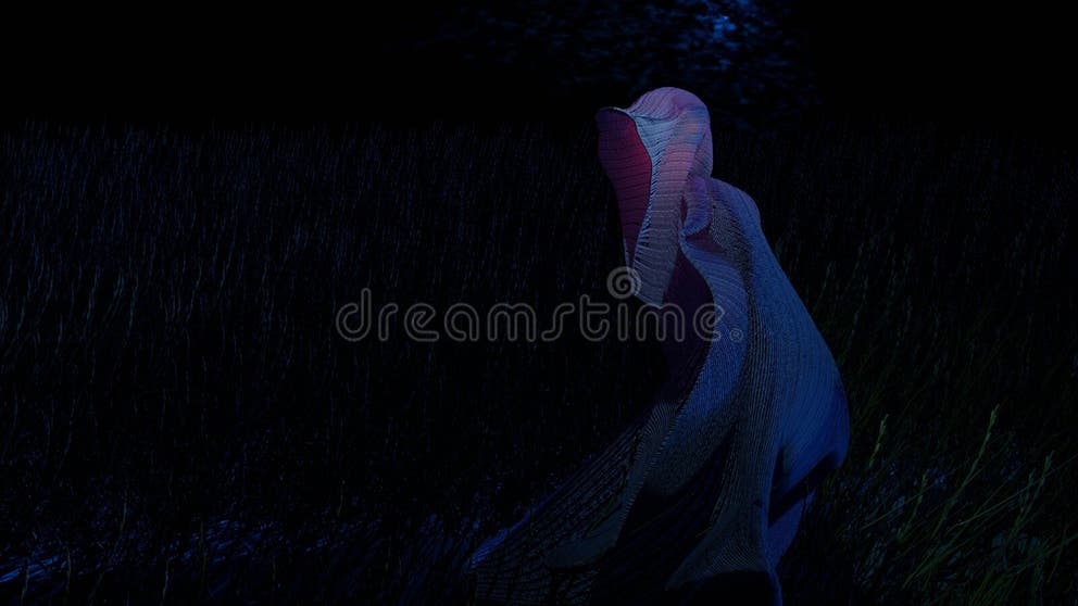 Hooded and Robed Figure with Deep Red Glow in Moonlight. 3d Render ...
