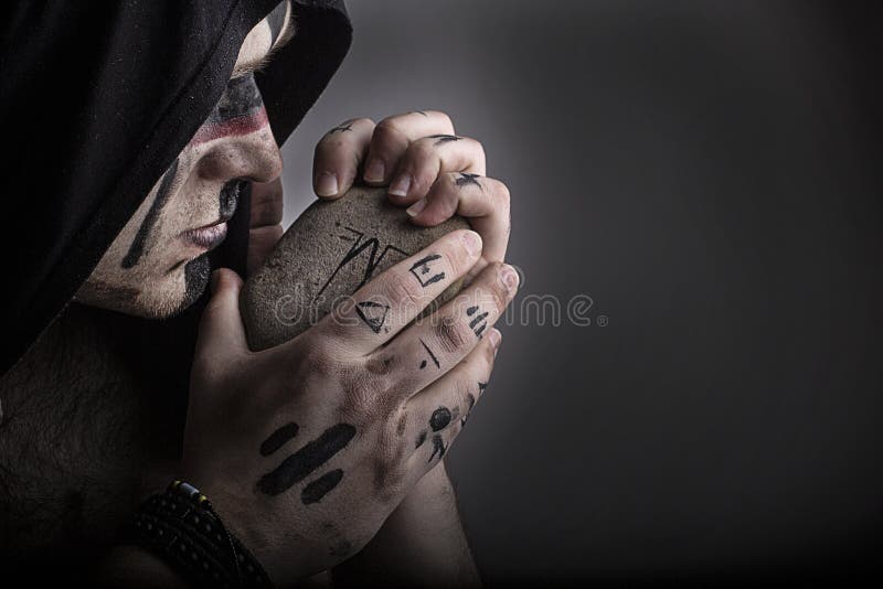 A Young Shaman during a Dark Ritual Stock Photo - Image of portrait ...