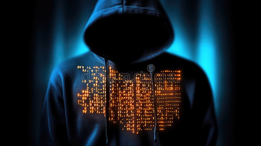 Hoodie with Binary Code on the Background. Generative Ai Stock Illustration - Illustration of ...
