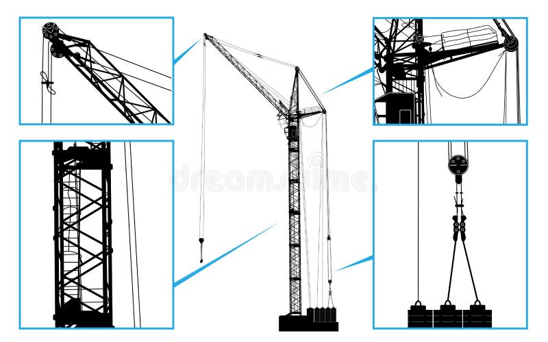 Hoog Gedetailleerde Vector Het Hijsen Kraan Vector Illustratie ...