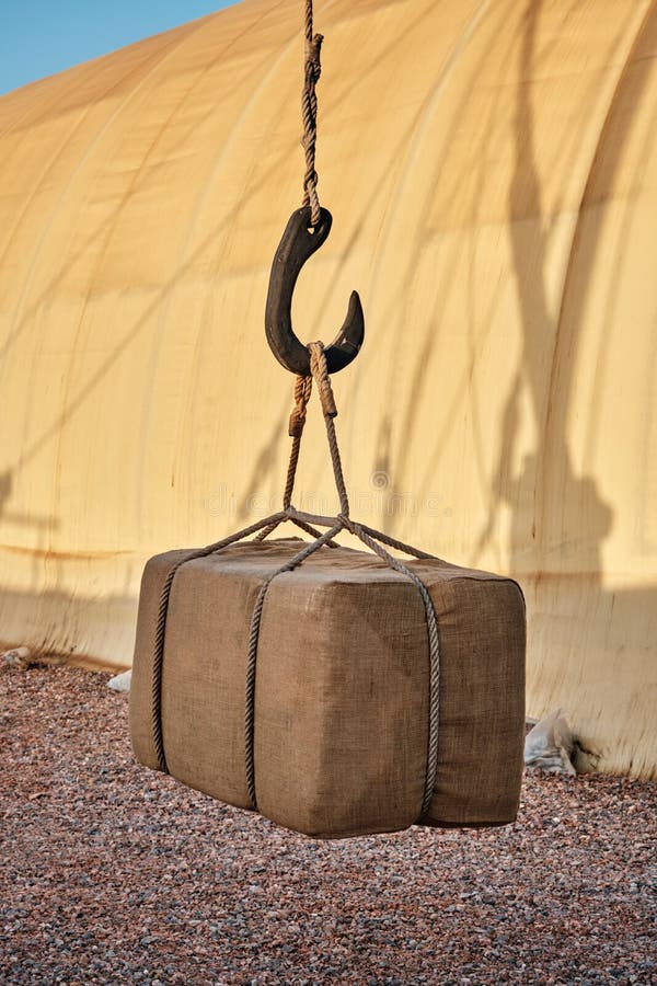Hook of an Ancient Crane Lifting a Load Stock Photo - Image of ...